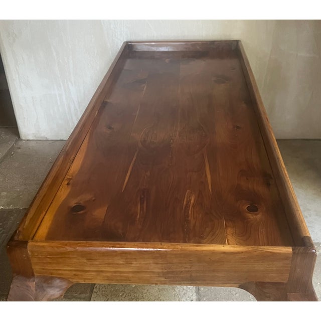 Small Hand Crafted Coffee Table With Cabriolet Legs | Chairish