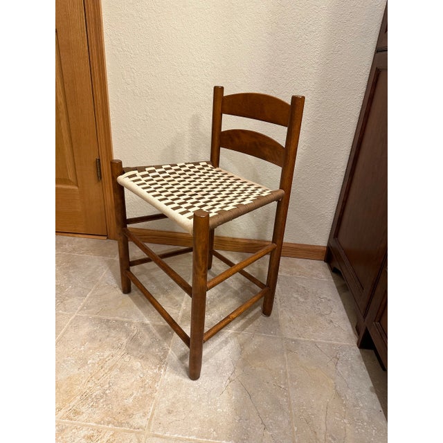 Mid 20th Century Shaker Maple Hardwood Low Back Chair Hand Woven ...