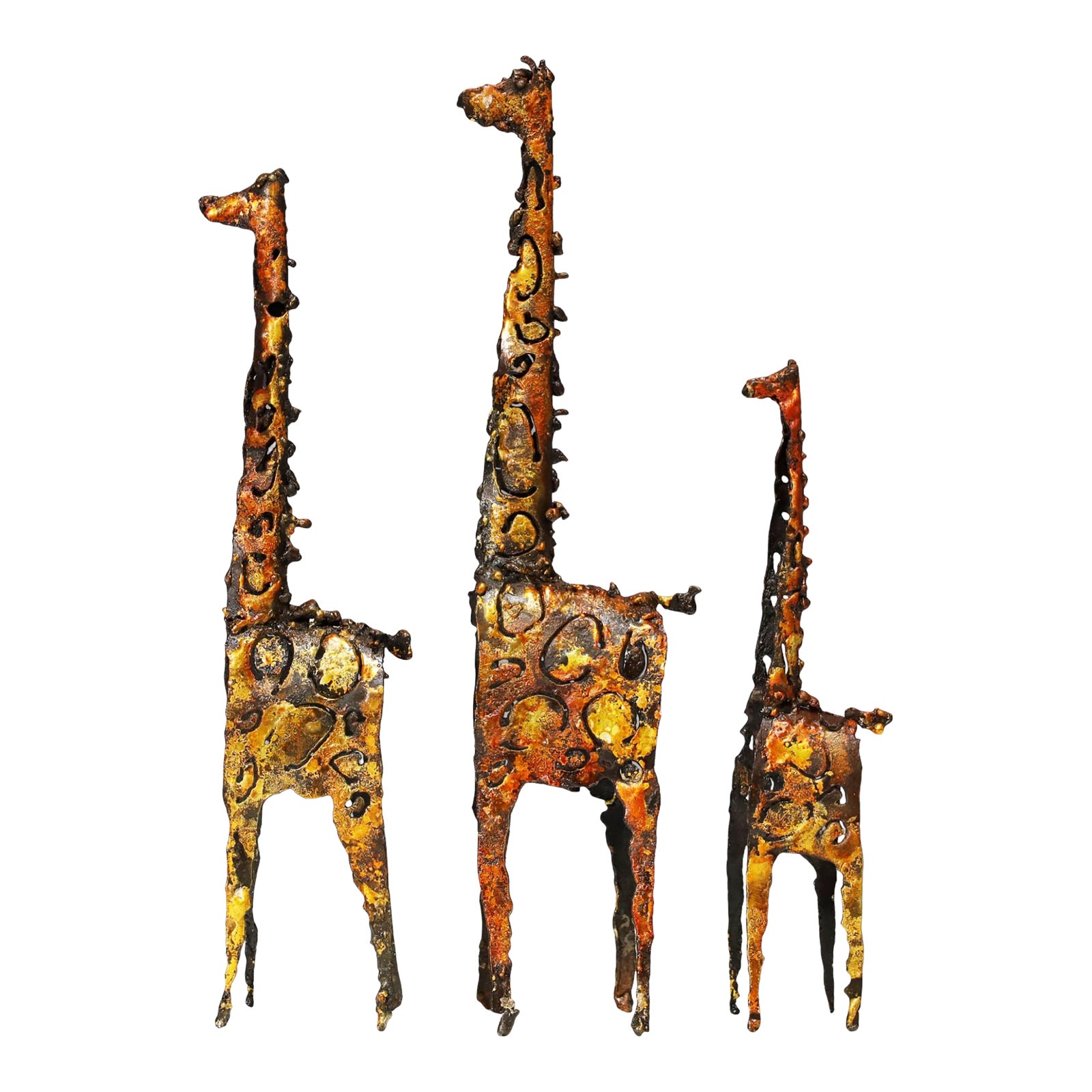 James Bearden Trio of Brutalist Metal Giraffe Sculptures, Signed | Chairish