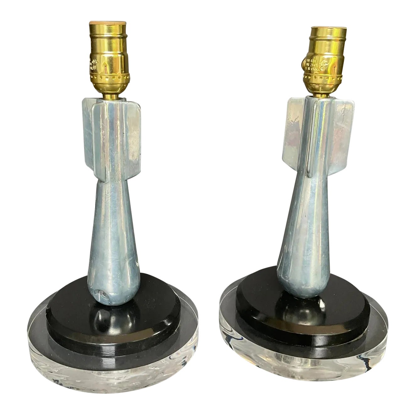 Pair Vintage Mid Century Modern Atomic Rocket Bullet Table Lamps | Chairish