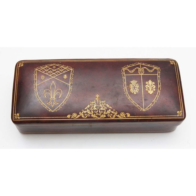Vintage Traditional Italian Leather Boxes - Set of 6 | Chairish