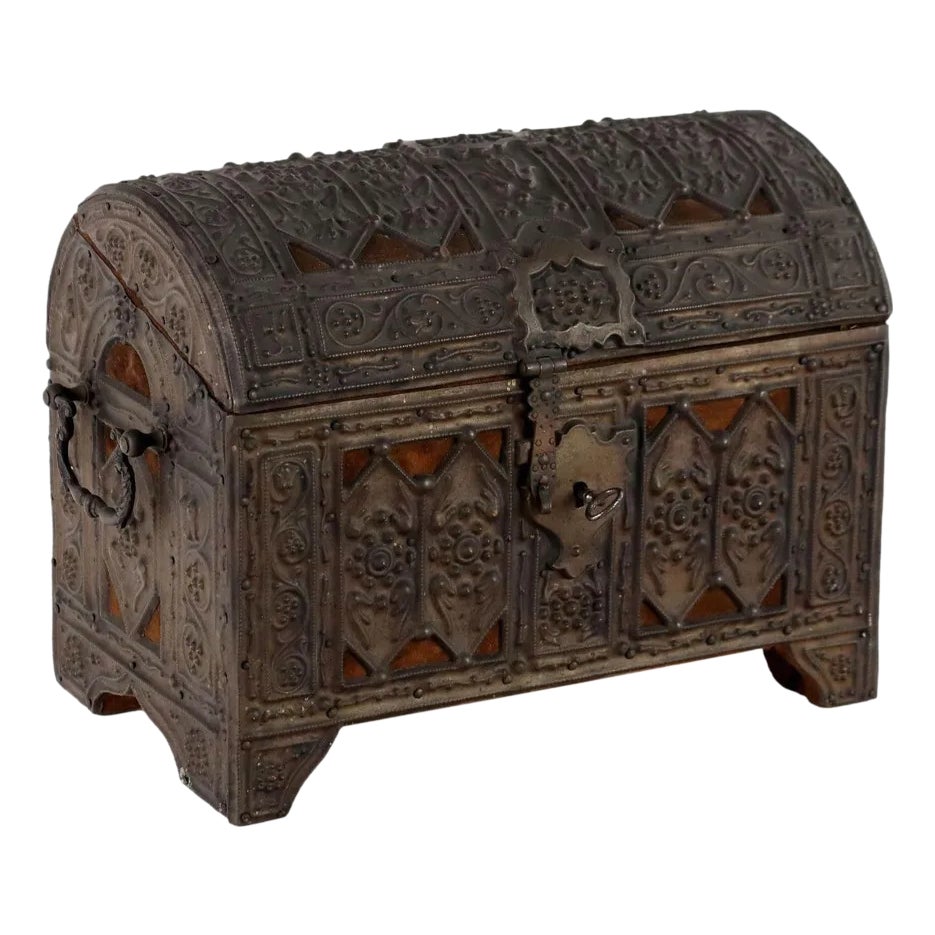 Chest in Wood and Embossed Sheet Metal | Chairish