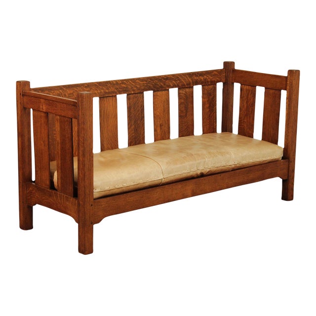 Arts & Crafts Antique Mission Oak Settle Sofa | Chairish