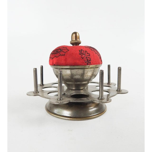 Antique Pin Cushion Sewing Thread Holder | Chairish