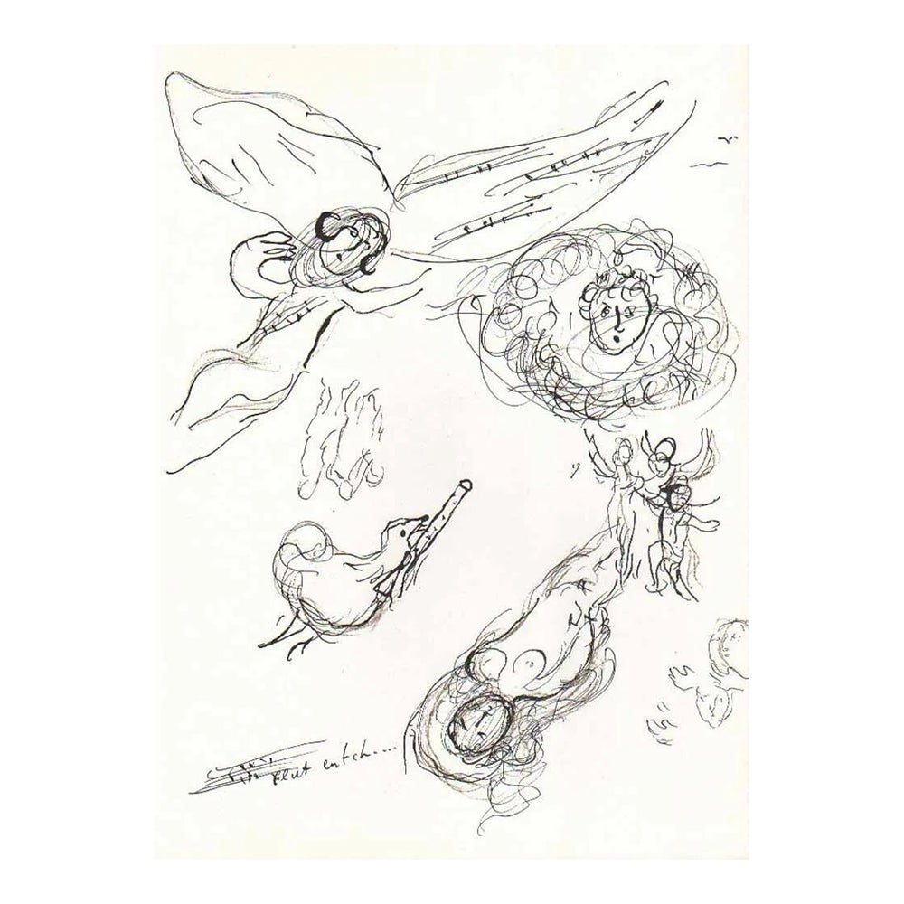 1966 Chagall Sketch 6 Lithograph Paris Opera | Chairish