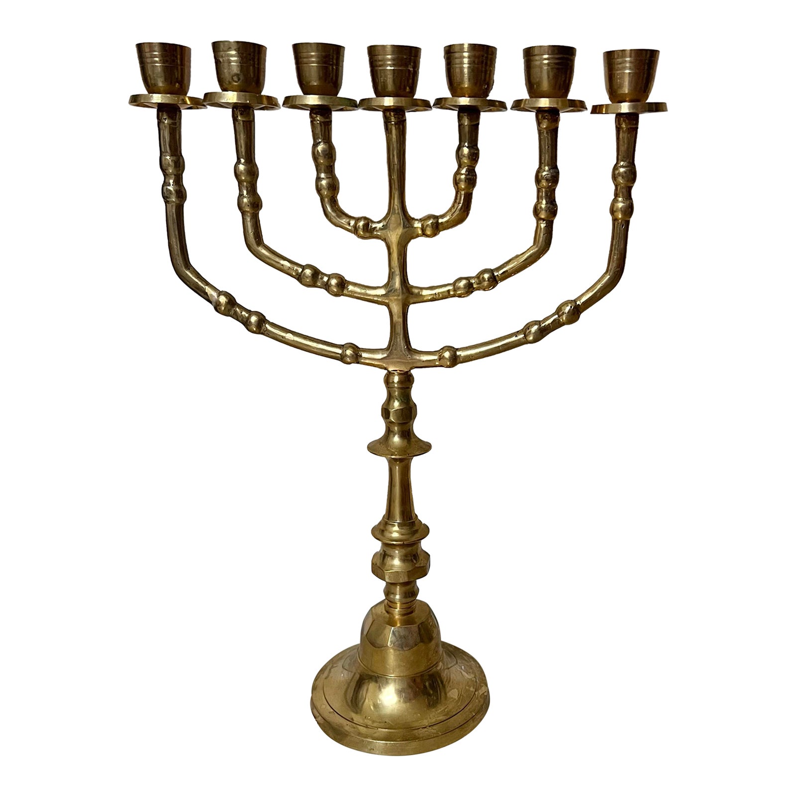 Vintage Brass Menorah / Traditional 7 Candleabra | Chairish