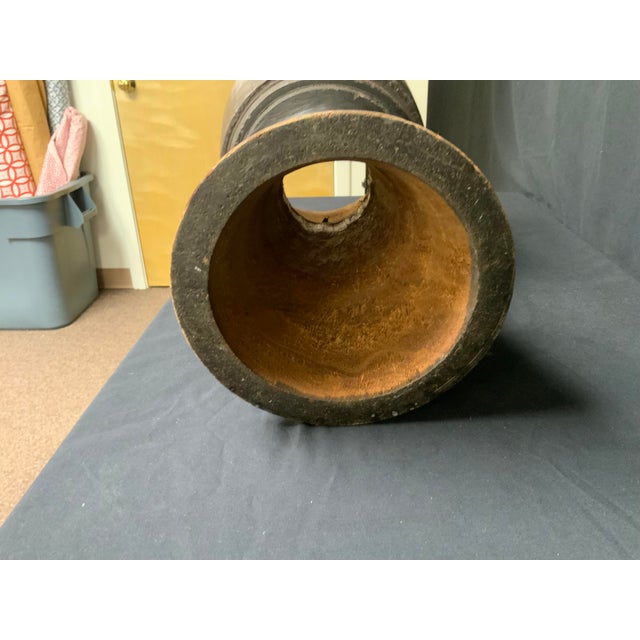 Mid 20th Century Carved Faces Wood Drum Frame | Chairish
