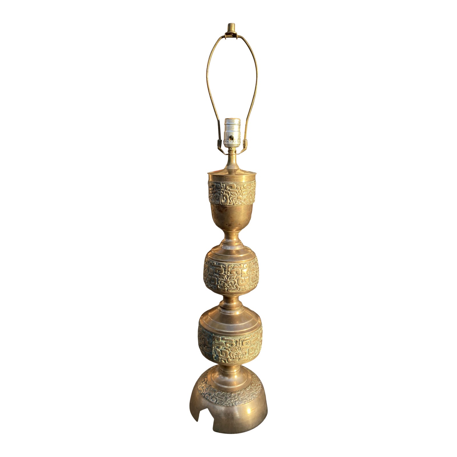 Asian Modern Brass Table Lamp Manner of Marbro | Chairish