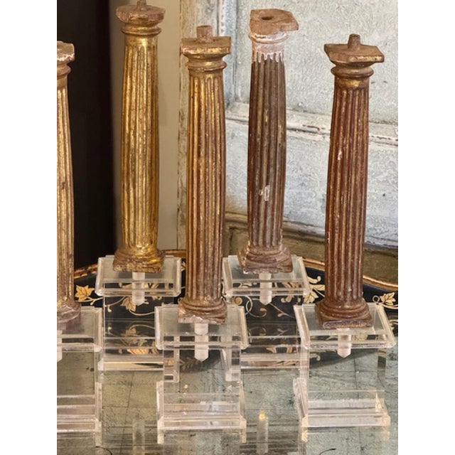 19th Century Italian Giltwood Tabletop Columns - Set of 6 | Chairish