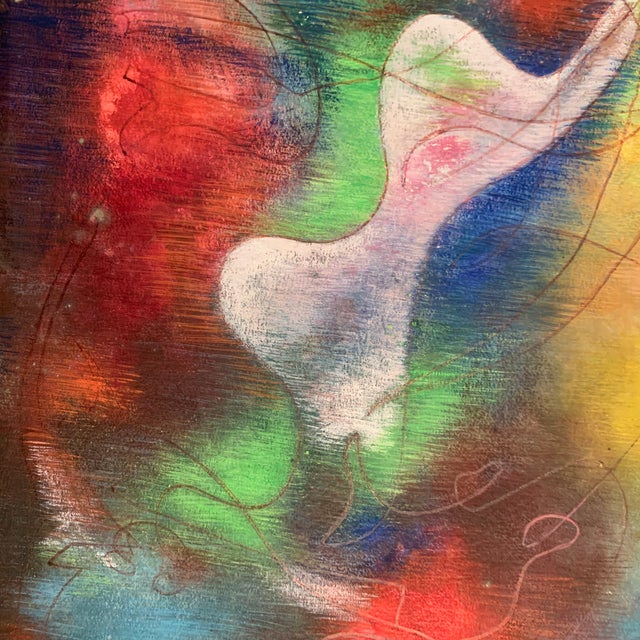 1947 Abstract Pastel Painting on Board by Edna Jeanette Tacon | Chairish