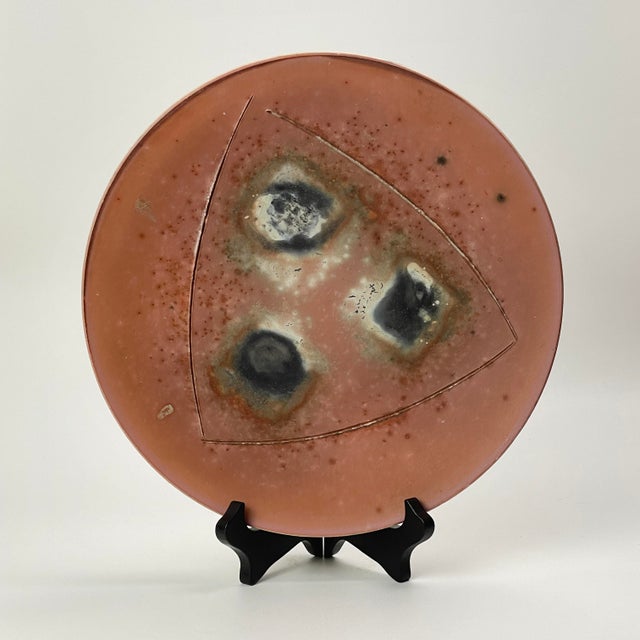 1980s Jeffery Zigulis (American, B. 1954) Pink Raku Fired Plate, Signed ...