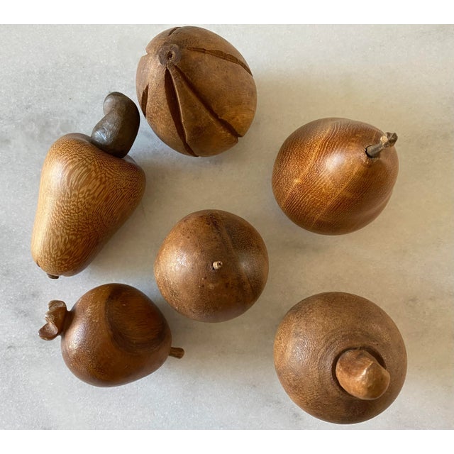 Vintage Carved Wood Fruit Collection - 6 Pieces | Chairish
