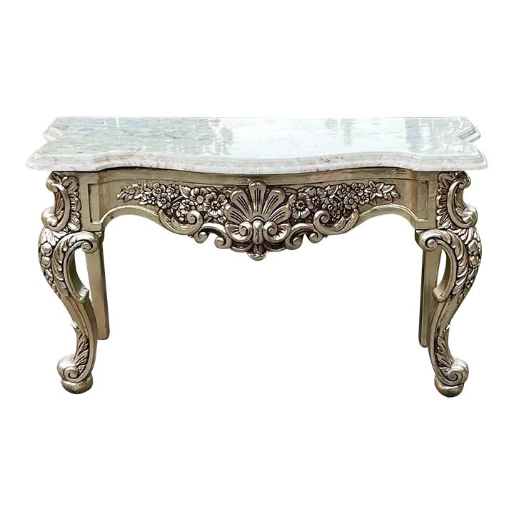 1970s Vintage Syroco Low Profile Cast Resin Table With Faux Marble Top ...