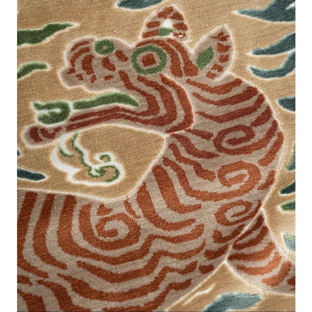 New Chinese Auspicious Tiger Pattern Wave Waist Pillow | Chairish