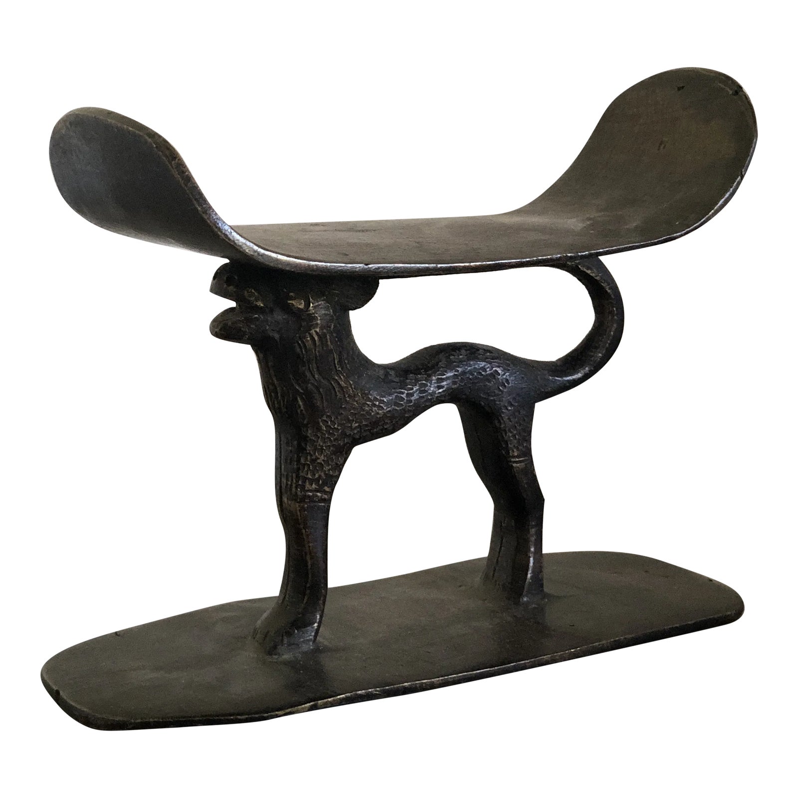 Late 20th Century Solid Leopard Bronze Stool Sculpture | Chairish