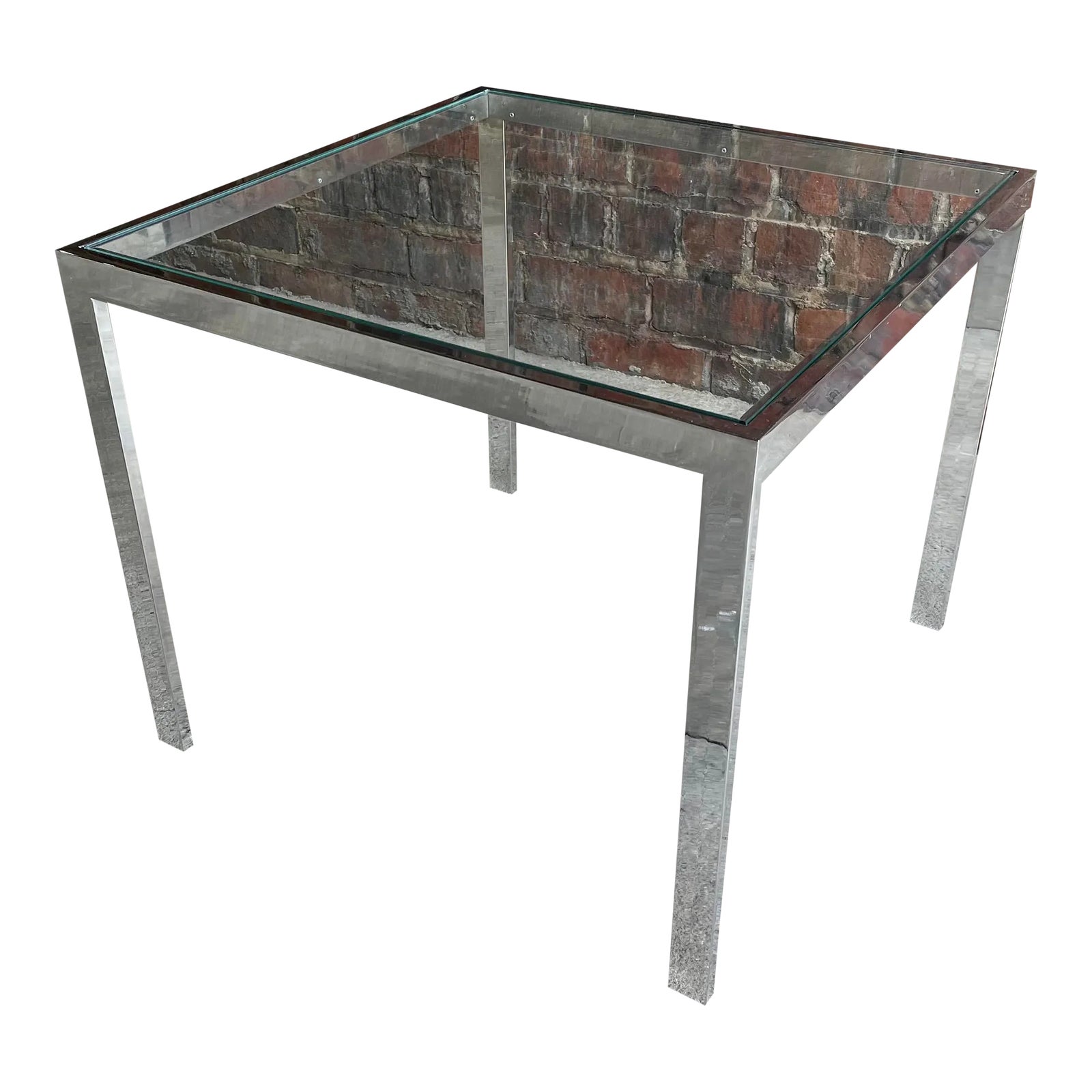 Vintage Chrome Square Side Table In the Style of Milo Baughman | Chairish