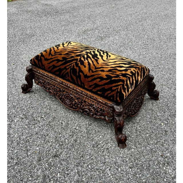 Refinished Late 19th Century Anglo-Indian Heavily Carved Tiger Velvet ...
