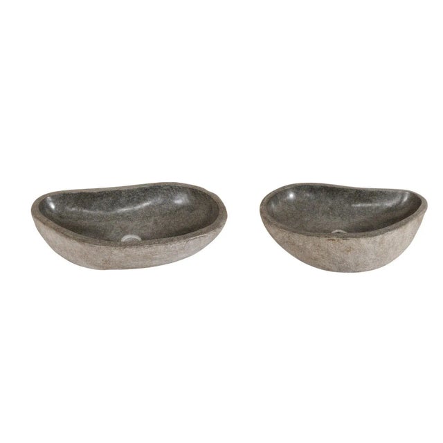 Polished River Rock Sinks - a Pair | Chairish