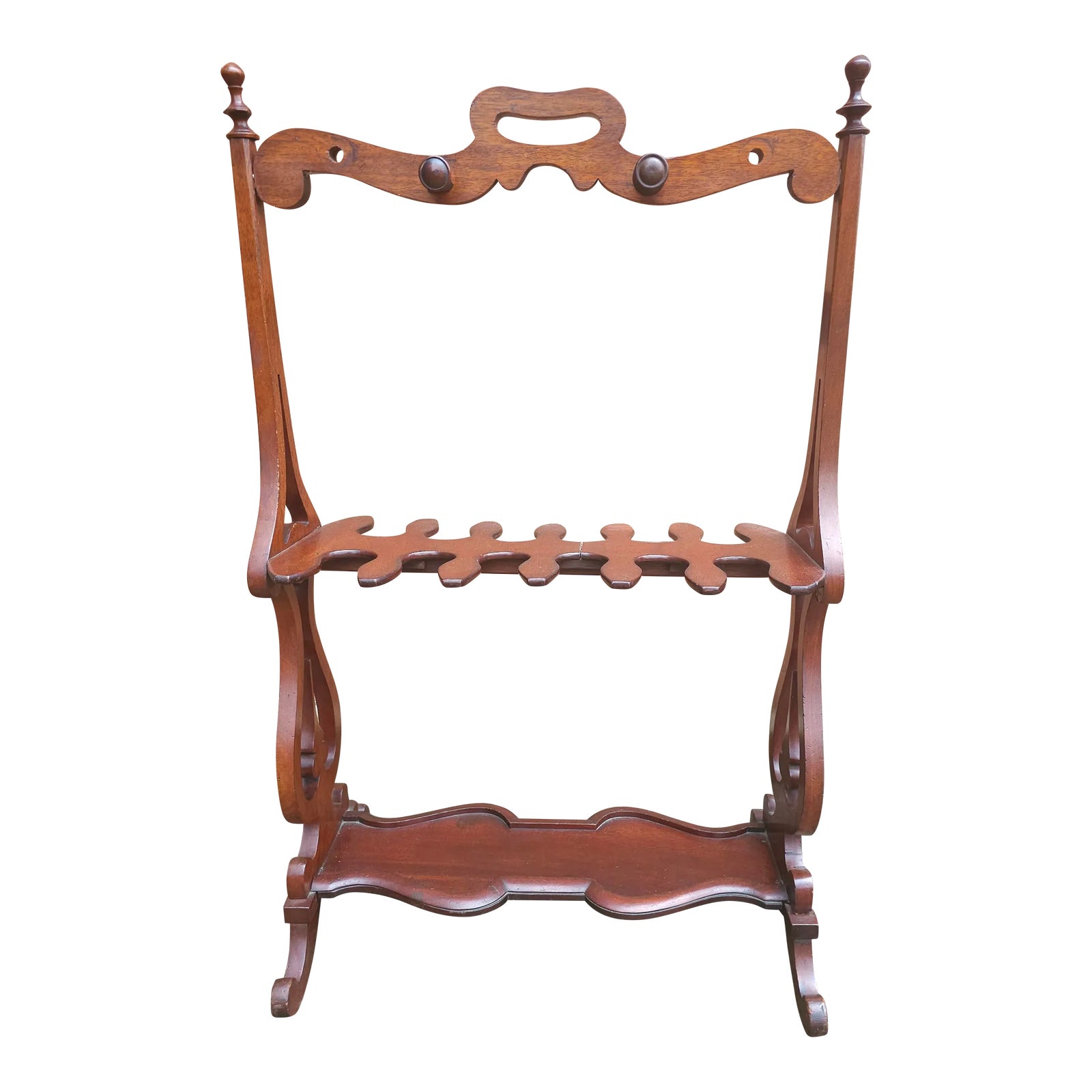 Early American Style Mahogany Riding Boot Rack | Chairish