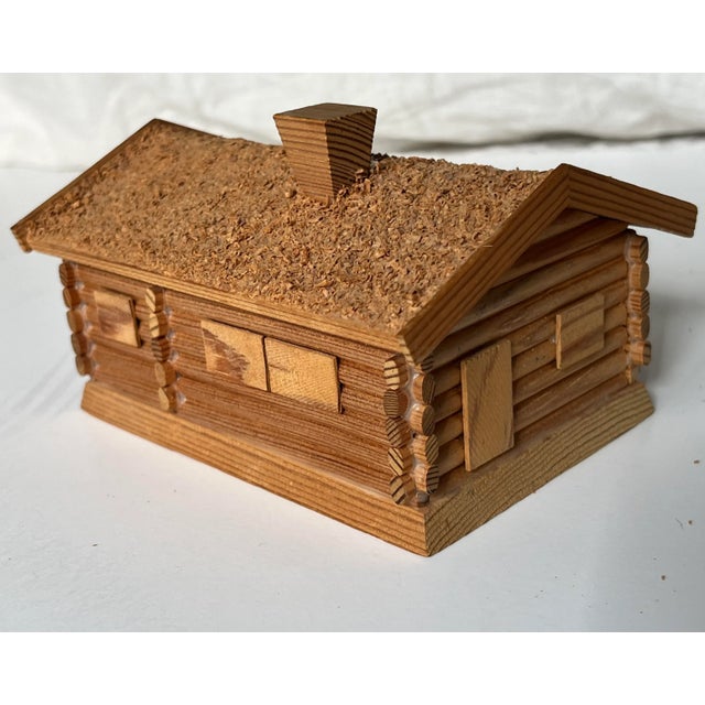 Mid 20th Century Vintage Handmade Wooden Log Cabin Cigarette and Match ...