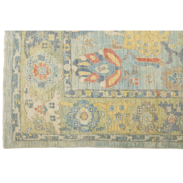 9 X 12 Apadana's Contemporary Designed Sultanabad Wool Rug in Blue and ...