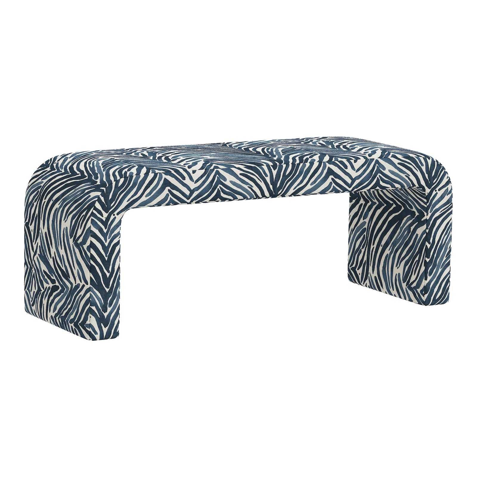 Lulu Waterfall Bench in Washed Zebra Blue | Chairish