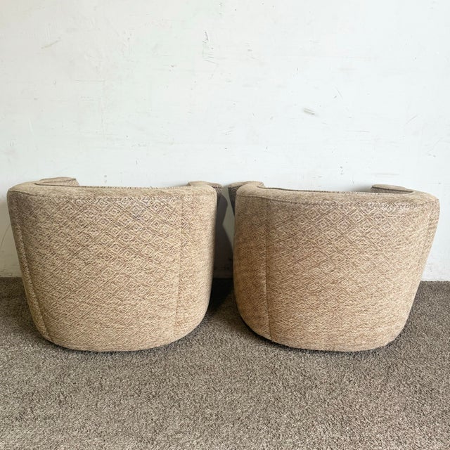 Postmodern Sculpted Tan Fabric Arm Chairs With Ottoman on Casters - 3 ...