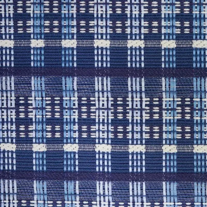 Sample - Schumacher Zealand Check Fabric in Denim | Chairish