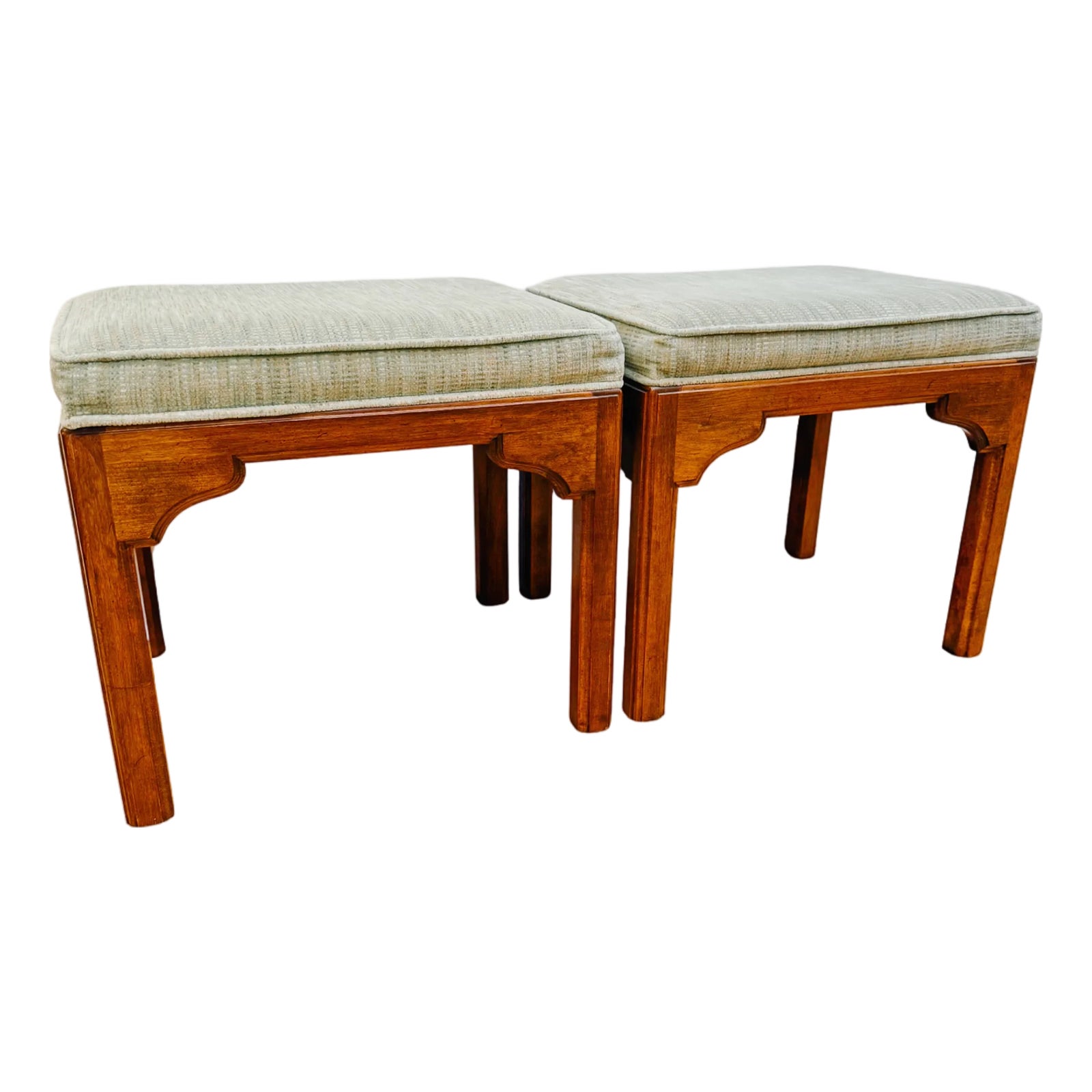 Vintage Ethan Allen Chinese Chippendale Ming Style Ottomans - A Pair ...