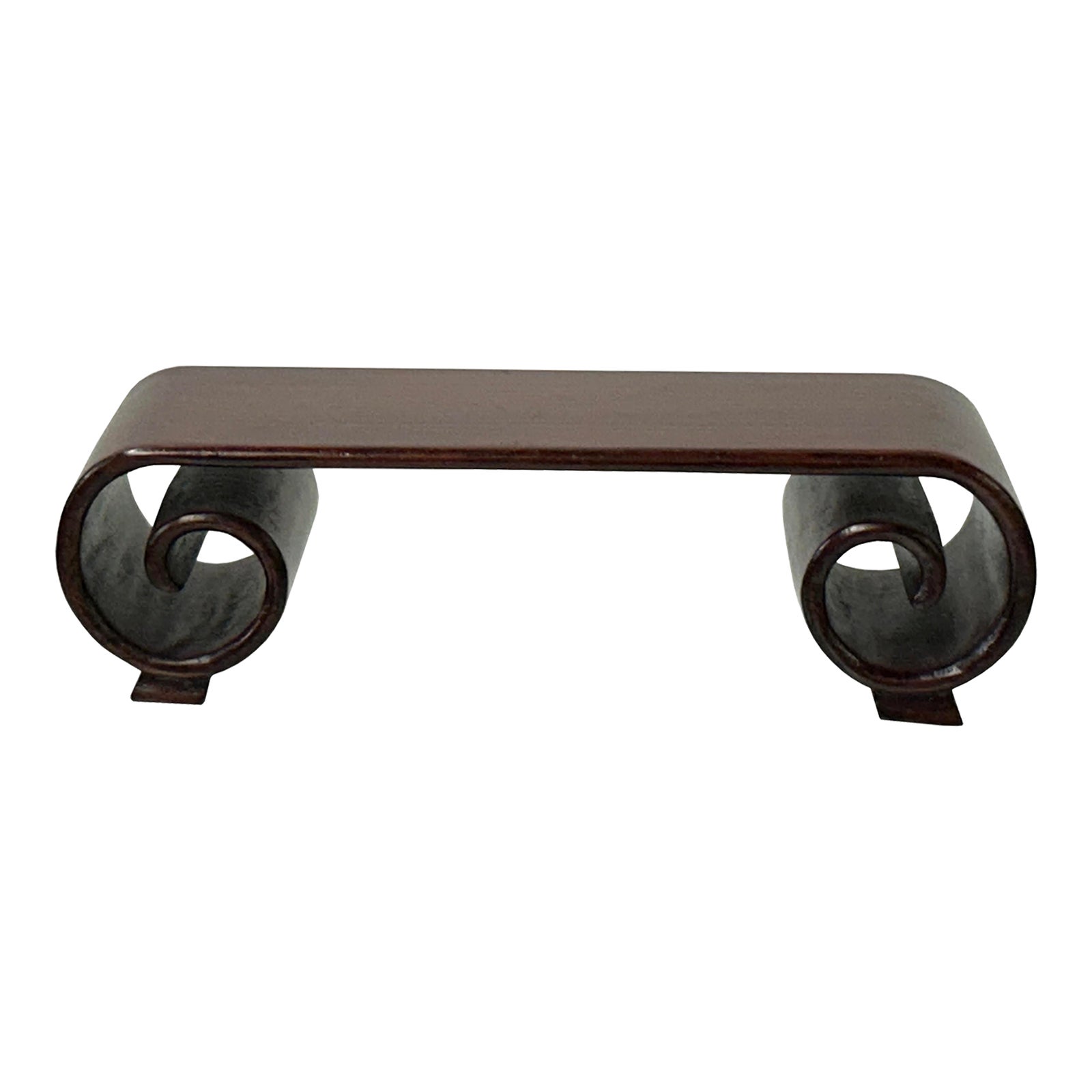 5" Brown Wood Scroll Legs Rectangular Display Stand Riser Easel | Chairish