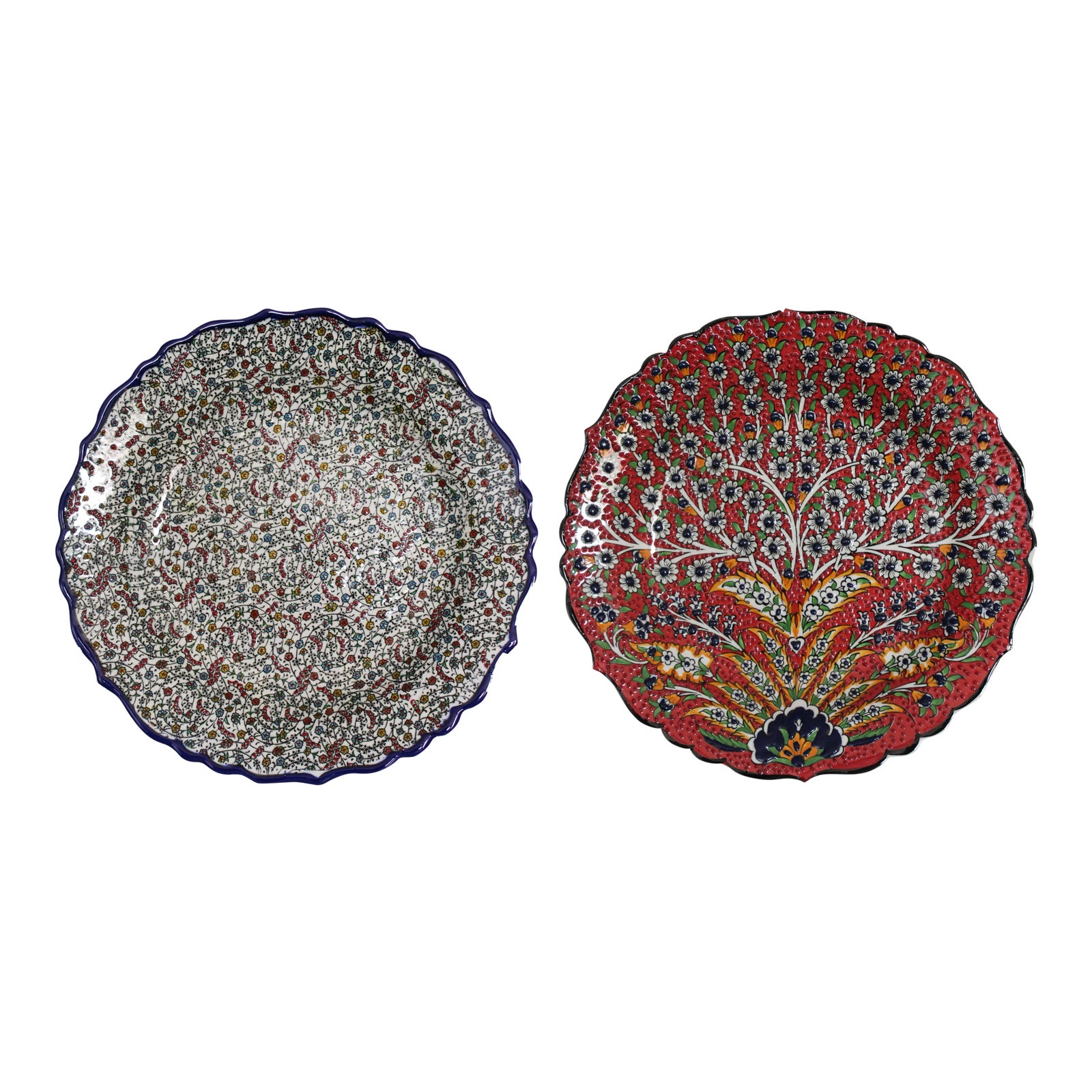 Decorative Handmade Turkish Wall Plates - A Pair | Chairish