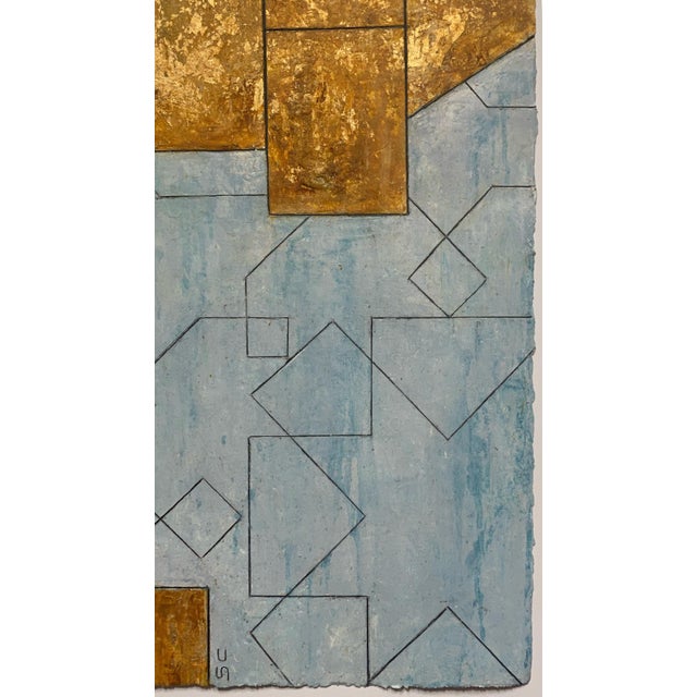 Abstract Contemporary Oil Painting With Gold Leaf on Paper by Stephen ...