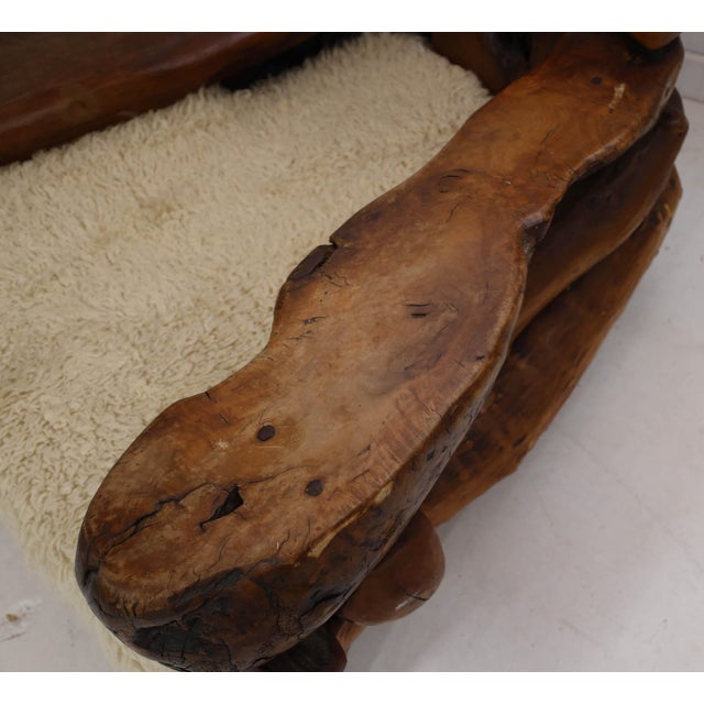 Late 1900s Redwood Burl Chair With Sherpa Seat in Manner of Daryl ...