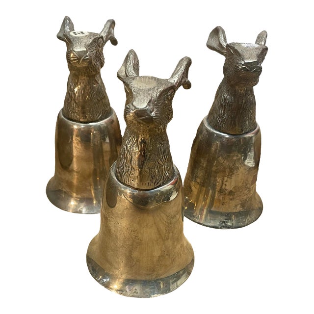 Set of 3 1940s Sliverplate Rabbit Stirrup Cups | Chairish