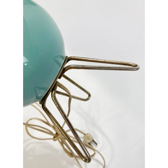 Vintage Atomic Turquoise Ceramic and Brass Tripod Task Lamp | Chairish