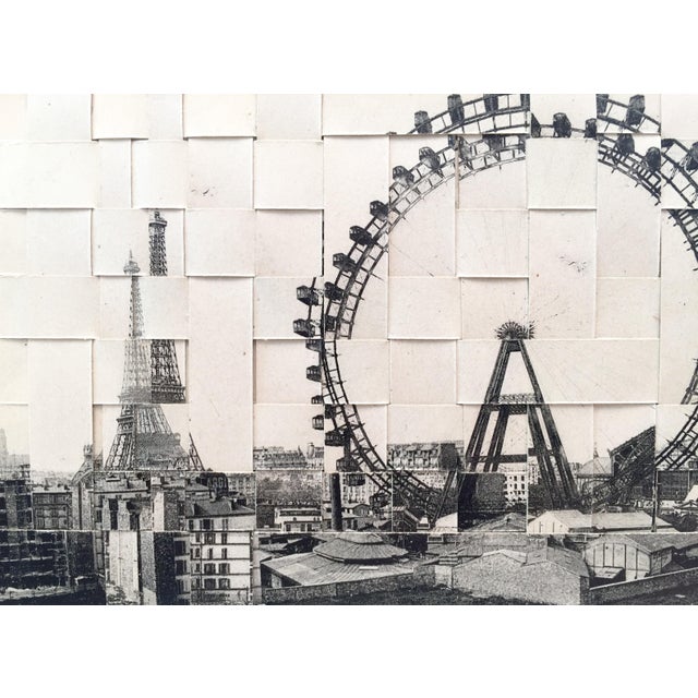 La Grand Roue, Paris, Framed Hand Cut and Woven Vintage Photo | Chairish