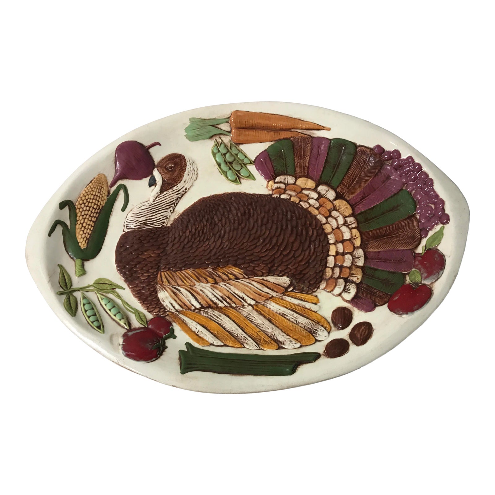 Vintage Ceramic Turkey Platter | Chairish