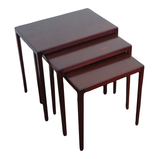 Mid Century Danish Modern Teak Wood Set of Three Nesting Tables | Chairish