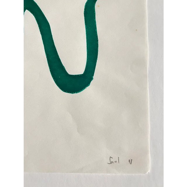 1998 Abstract Green Snake Painting | Chairish