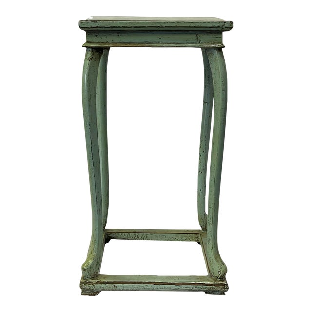 Simple Handmade Light Pastel Blue Square Plant Stand Side Table | Chairish