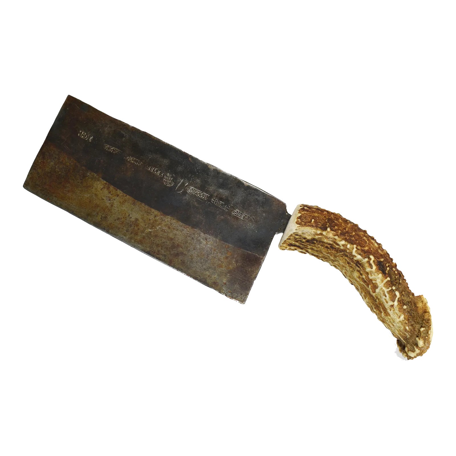 Early 20th Century Primitive Kitchen Cleaver With Antler Handle, Made ...