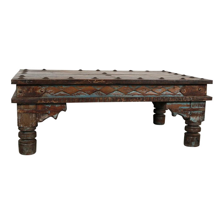 Vintage Indian Teakwood Low/Coffee Table | Chairish