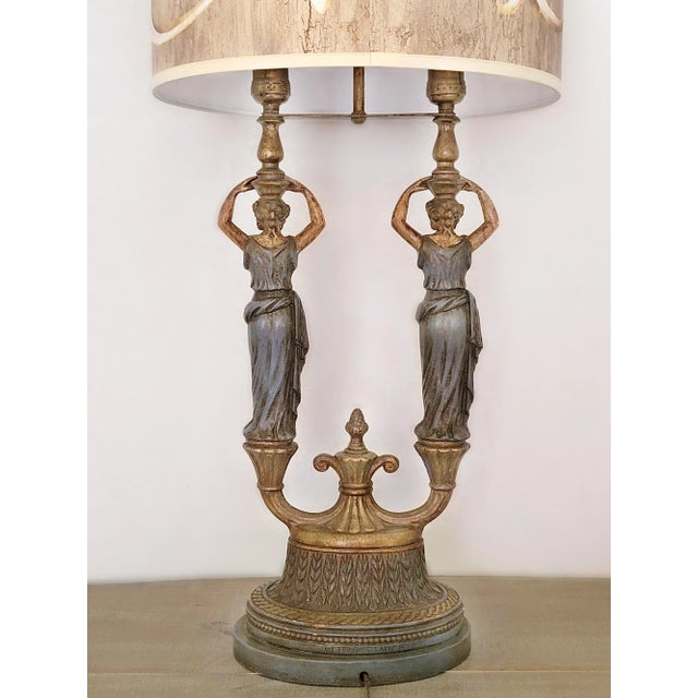 Mid-Century Regency Roman Goddess Candelabra Statue Table Lamp by ...