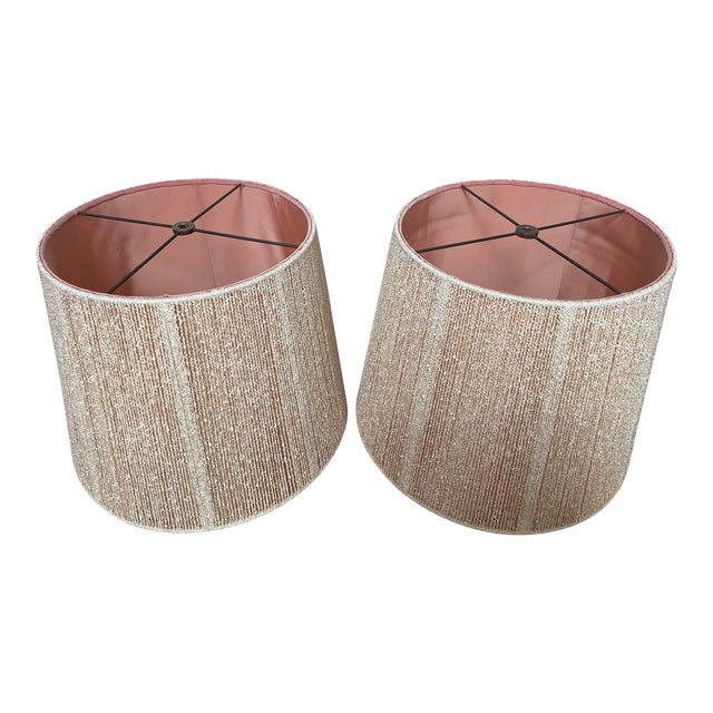 Vintage Nubby String Lamp Shades - a Pair | Chairish