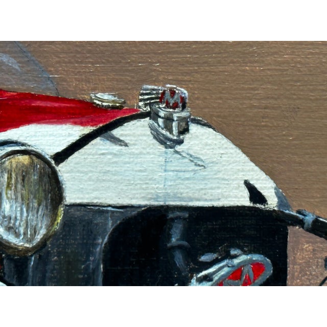 Vintage British Oil Painting of a Red Morgan 1935 V-Twin Three Wheeler ...