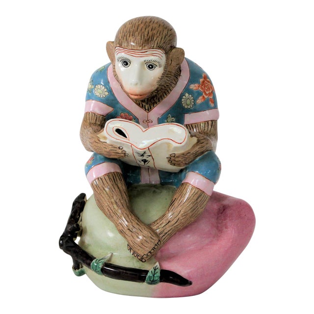 Ceramic Monkey Figurine | Chairish