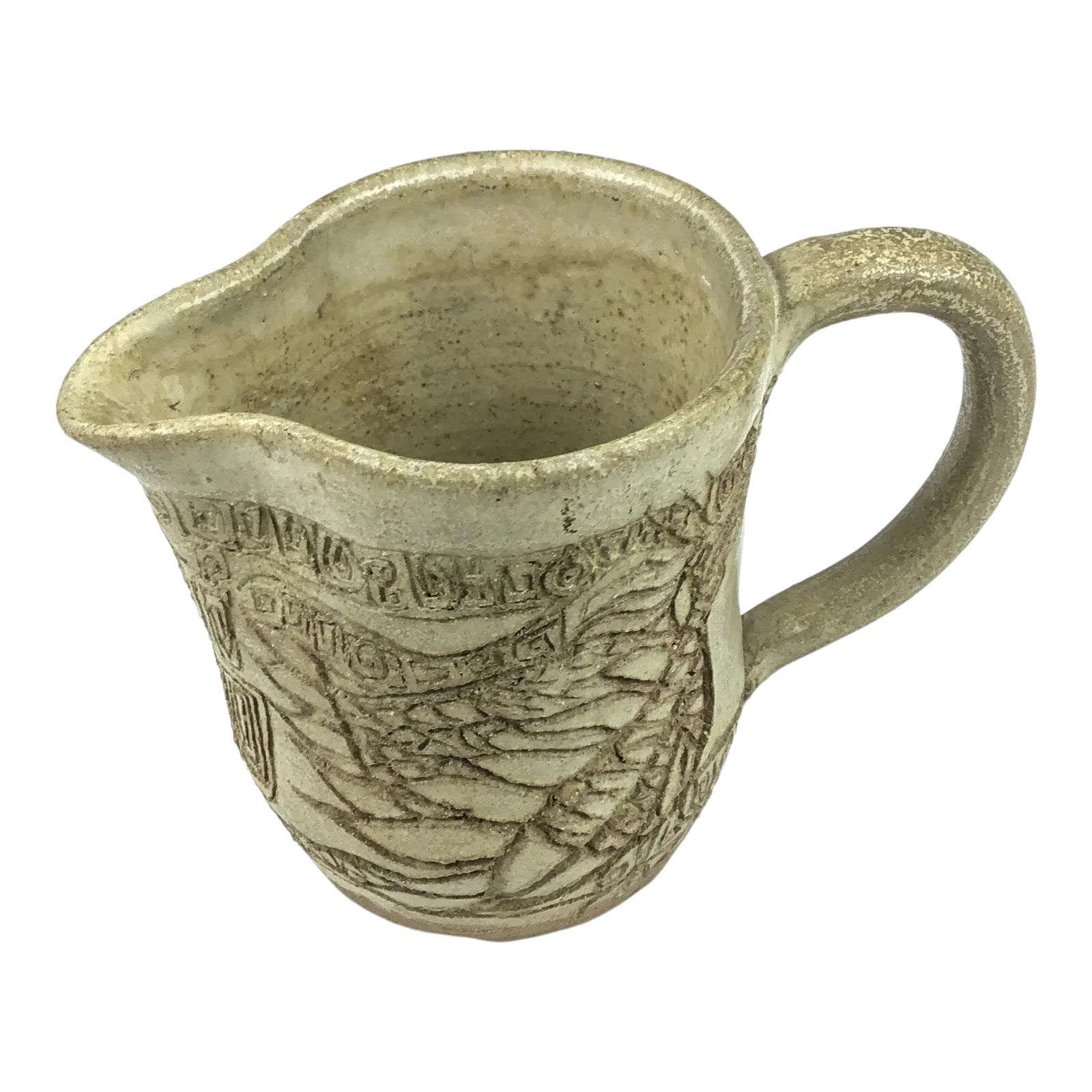 Hand Thrown Pottery Dragon and Phoenix Chinese Style Pitcher | Chairish