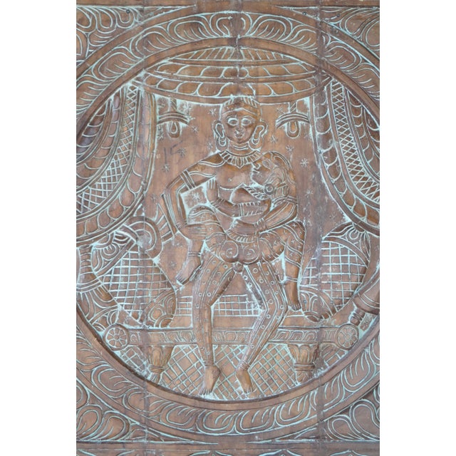 Handcarved Kamasutra Artistic Door, Indian Wood Panel, 72 | Chairish