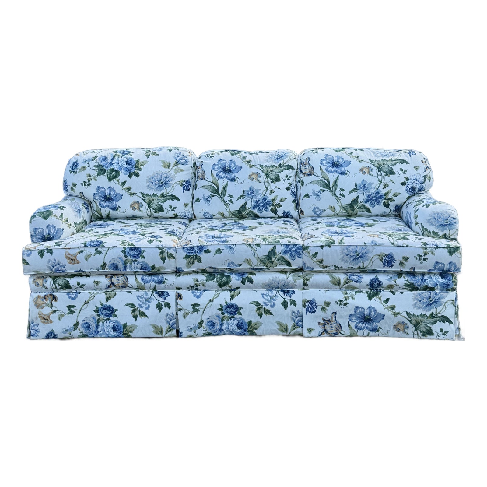 Norwalk Furniture Floral Upholstered Rolled Arm Sofa | Chairish