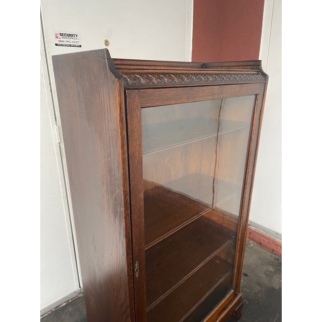 1970s Vintage Early American Bookcase With Hand Carved Details and ...